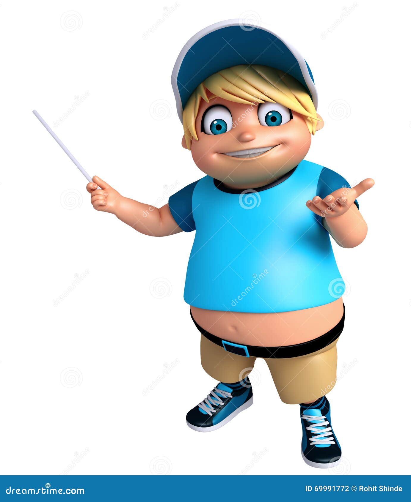 Render of Little Boy Pointing Pose Stock Illustration - Illustration of ...