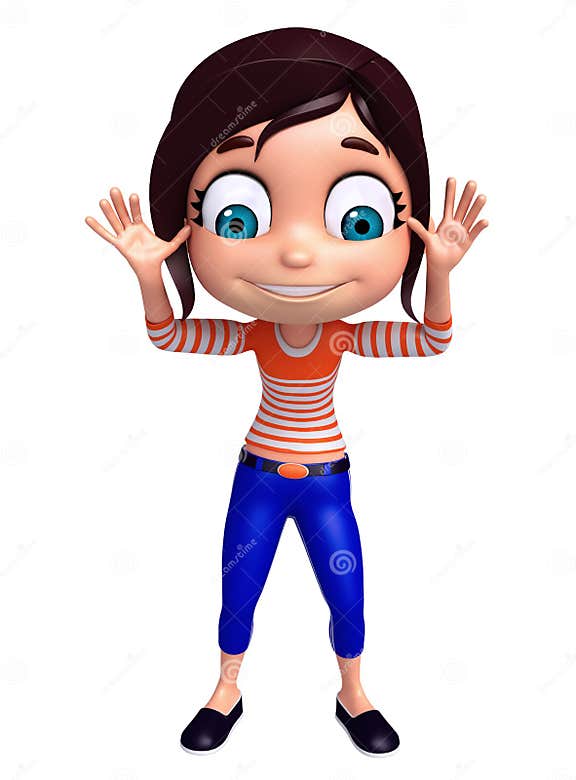 Render of Little Girl with Funny Pose Stock Illustration - Illustration ... Render of Little Girl with Funny Pose Stock Illustration - Illustration ...