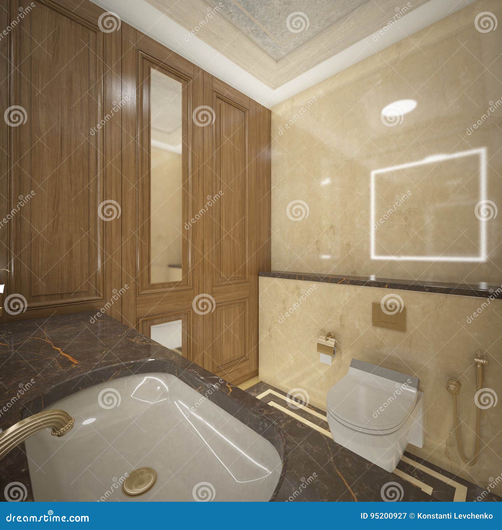 Render of the Luxury Toilet Stock Illustration - Illustration of golden ...