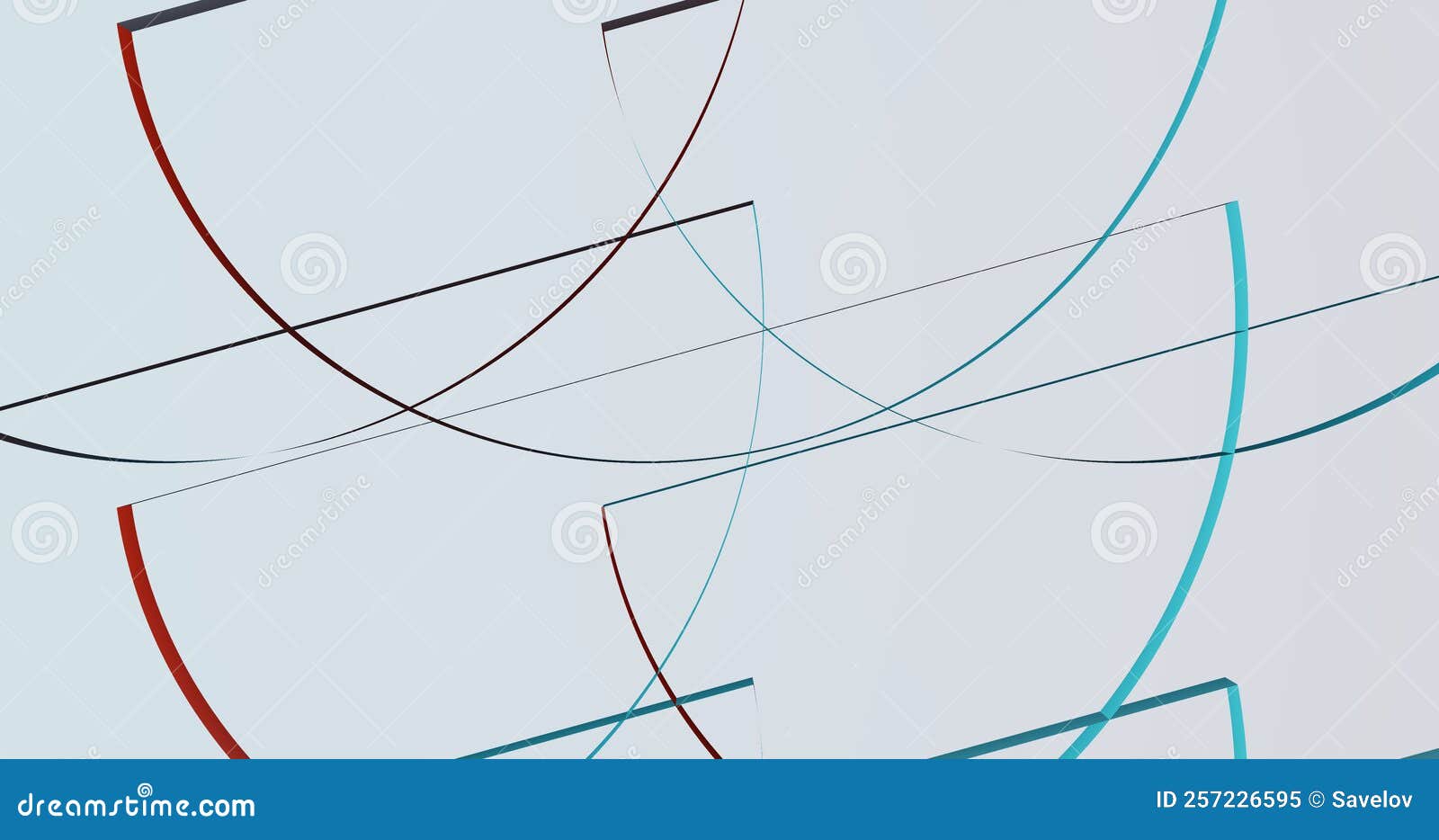 Render with Minimalistic Blue and Red Arcs on Gray Stock Illustration ...