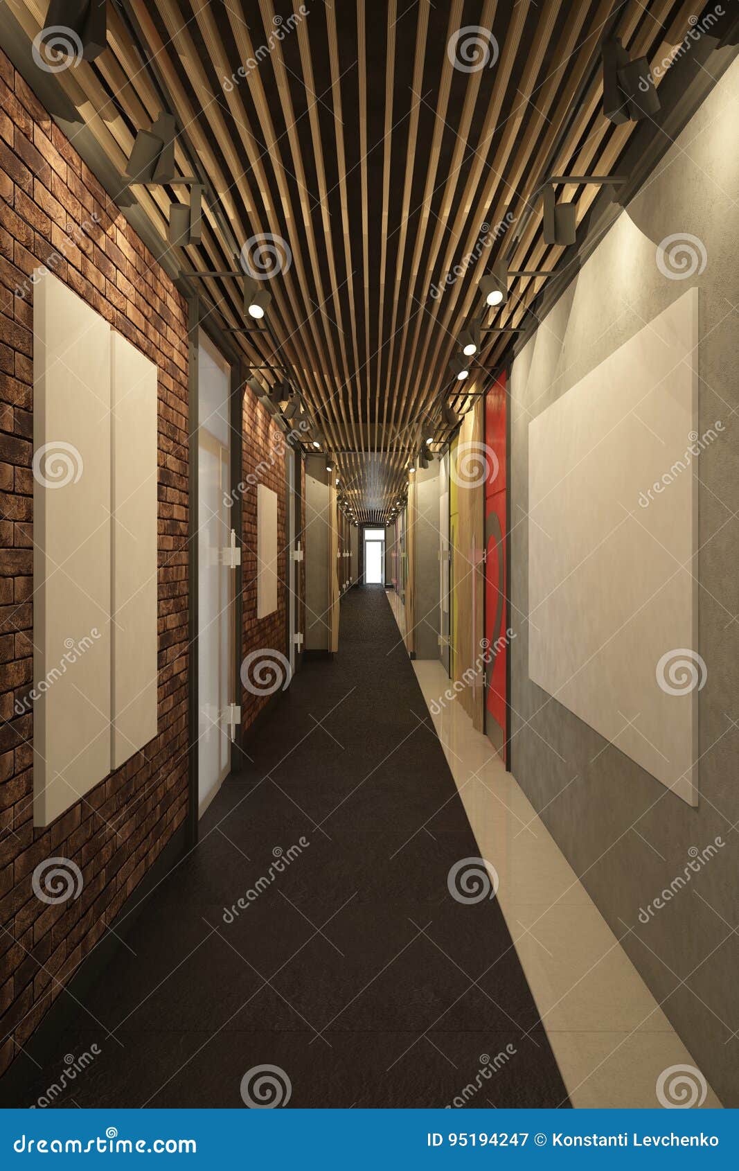 Render of the Modern Coridor Stock Illustration - Illustration of hall ...