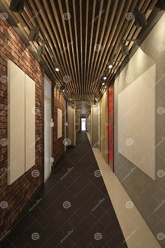 Render of the Modern Coridor Stock Illustration - Illustration of hall ...