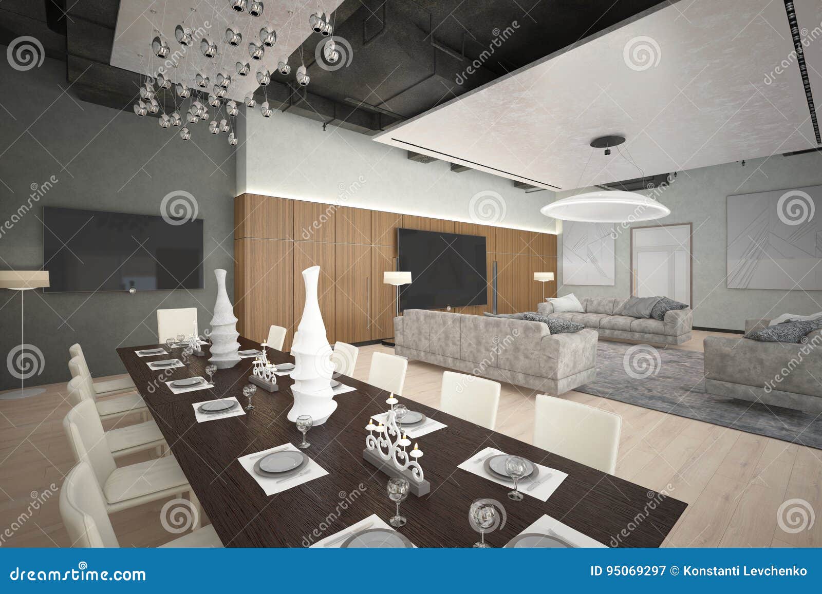 Render of the Modern Lounge Zone Stock Illustration - Illustration of ...