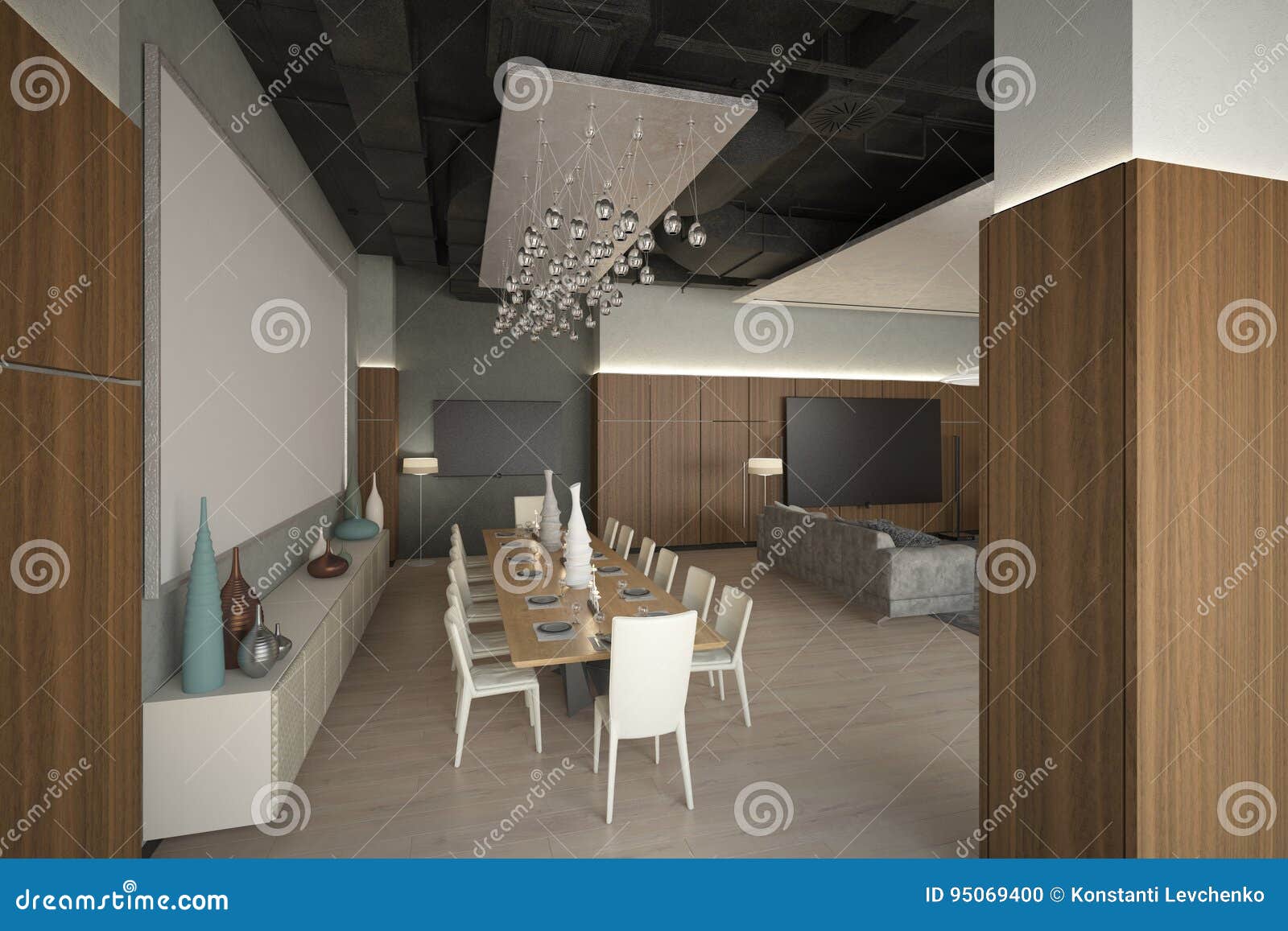 Render of the Modern Lounge Zone Stock Illustration - Illustration of ...
