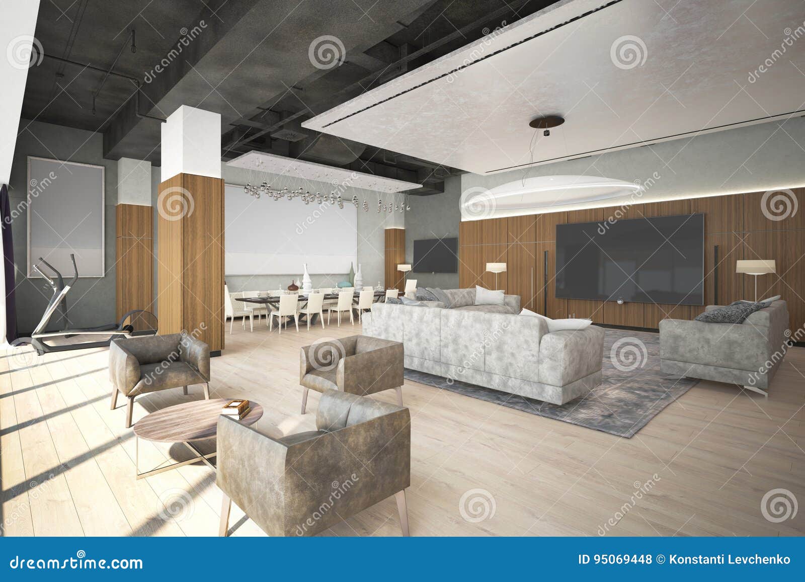 Render of the Modern Lounge Zone Stock Illustration - Illustration of ...