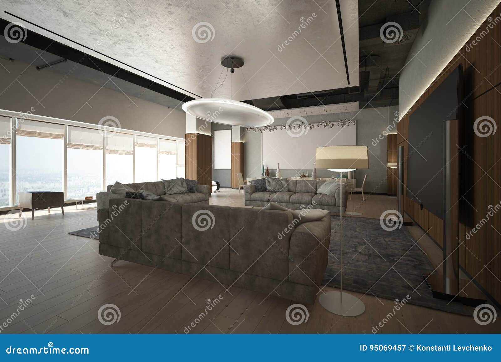 Render of the Modern Lounge Zone Stock Illustration - Illustration of ...