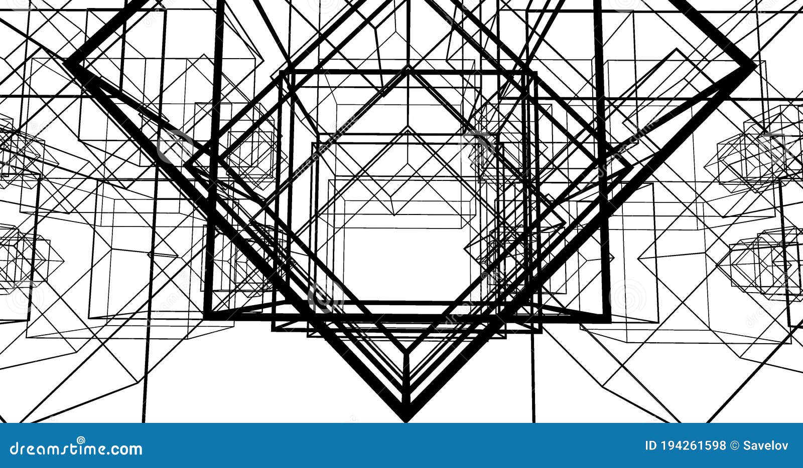 Render with Monochrome Geometric Background in Drawing Style Stock ...