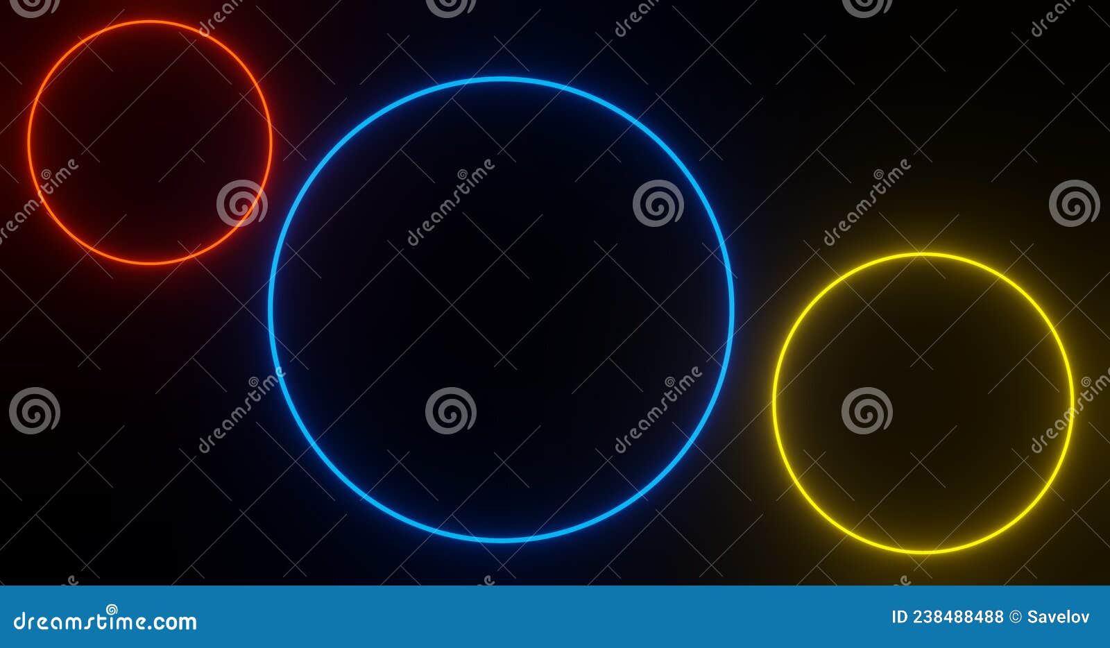 Render with Multicolored Neon Circles on a Black Background Stock ...