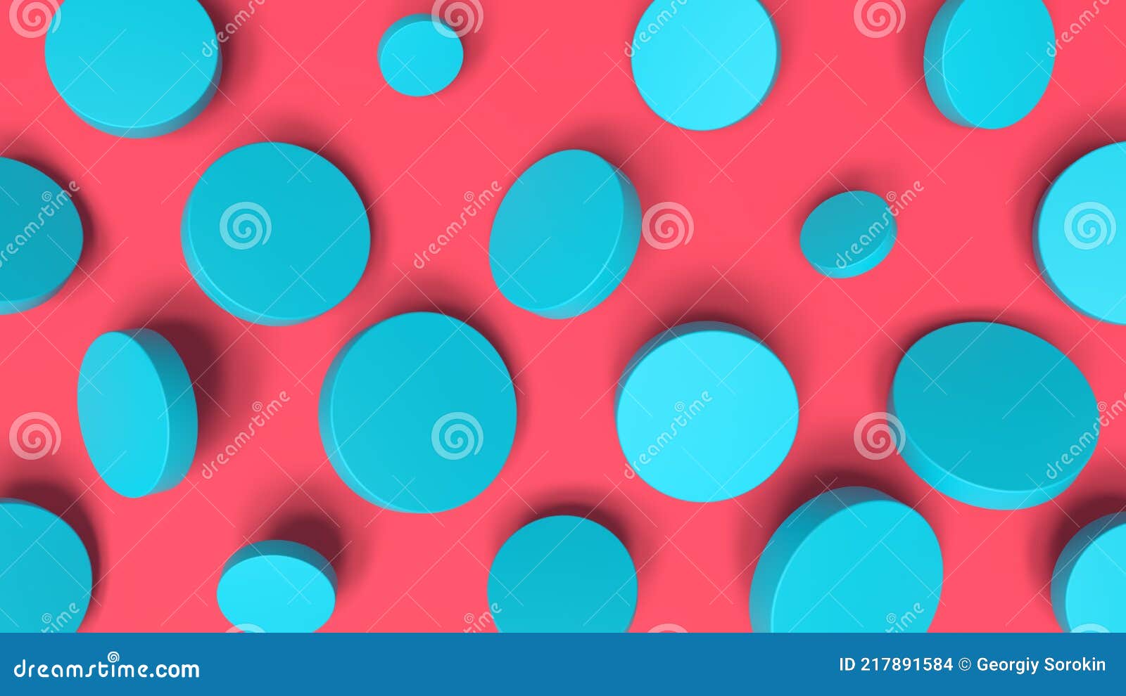 3d Render Pattern of Blue Cylinders on a Pink Background Stock ...