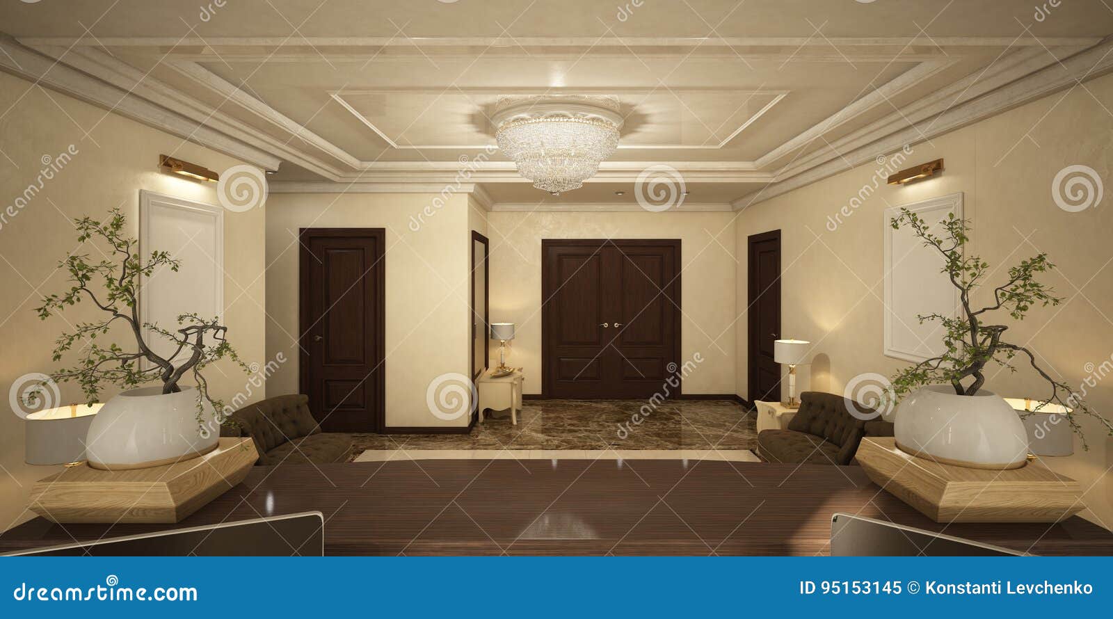 Render of the Reception Hall Stock Illustration - Illustration of ...
