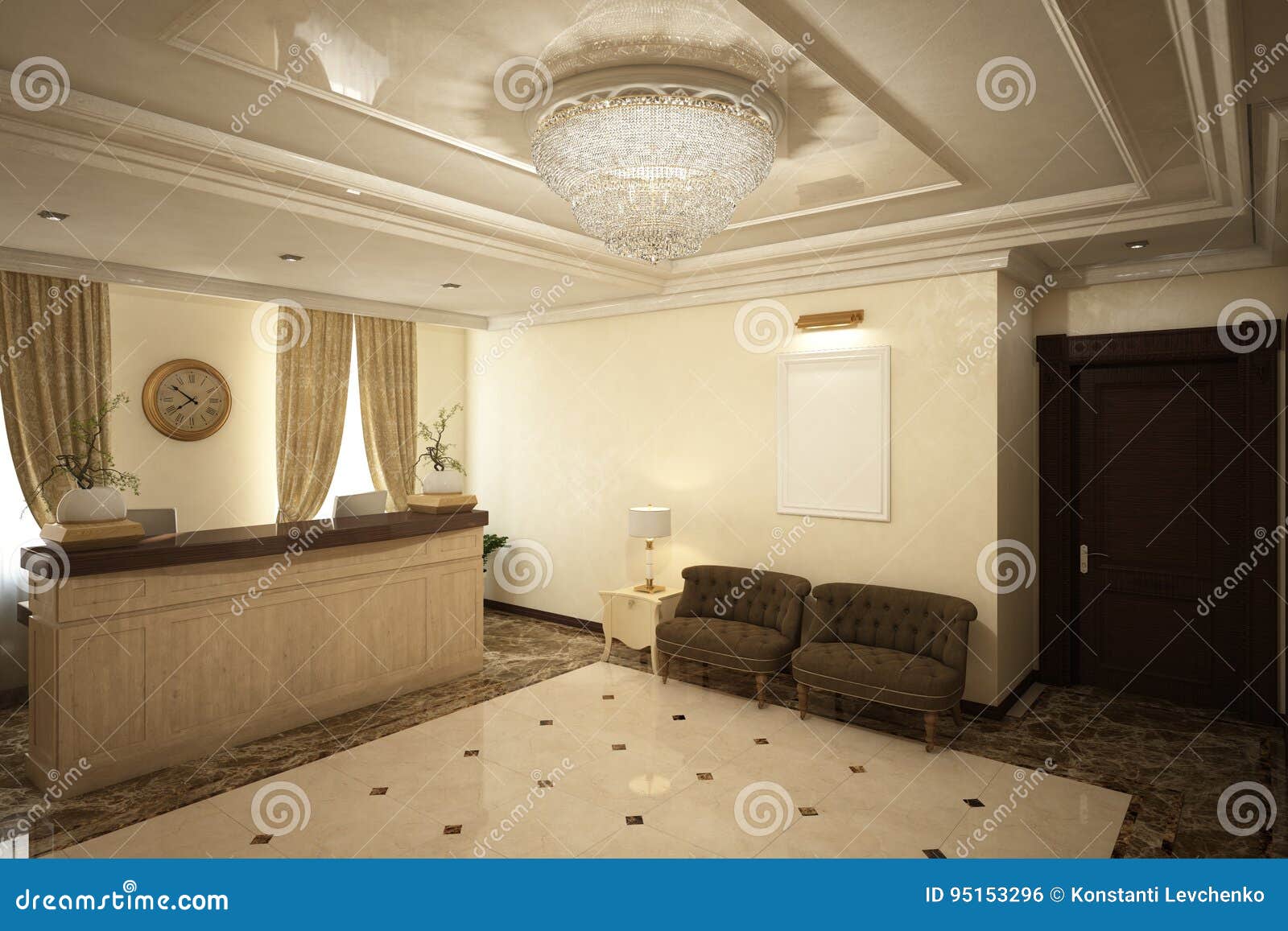 Render of the Reception Hall Stock Illustration - Illustration of ...