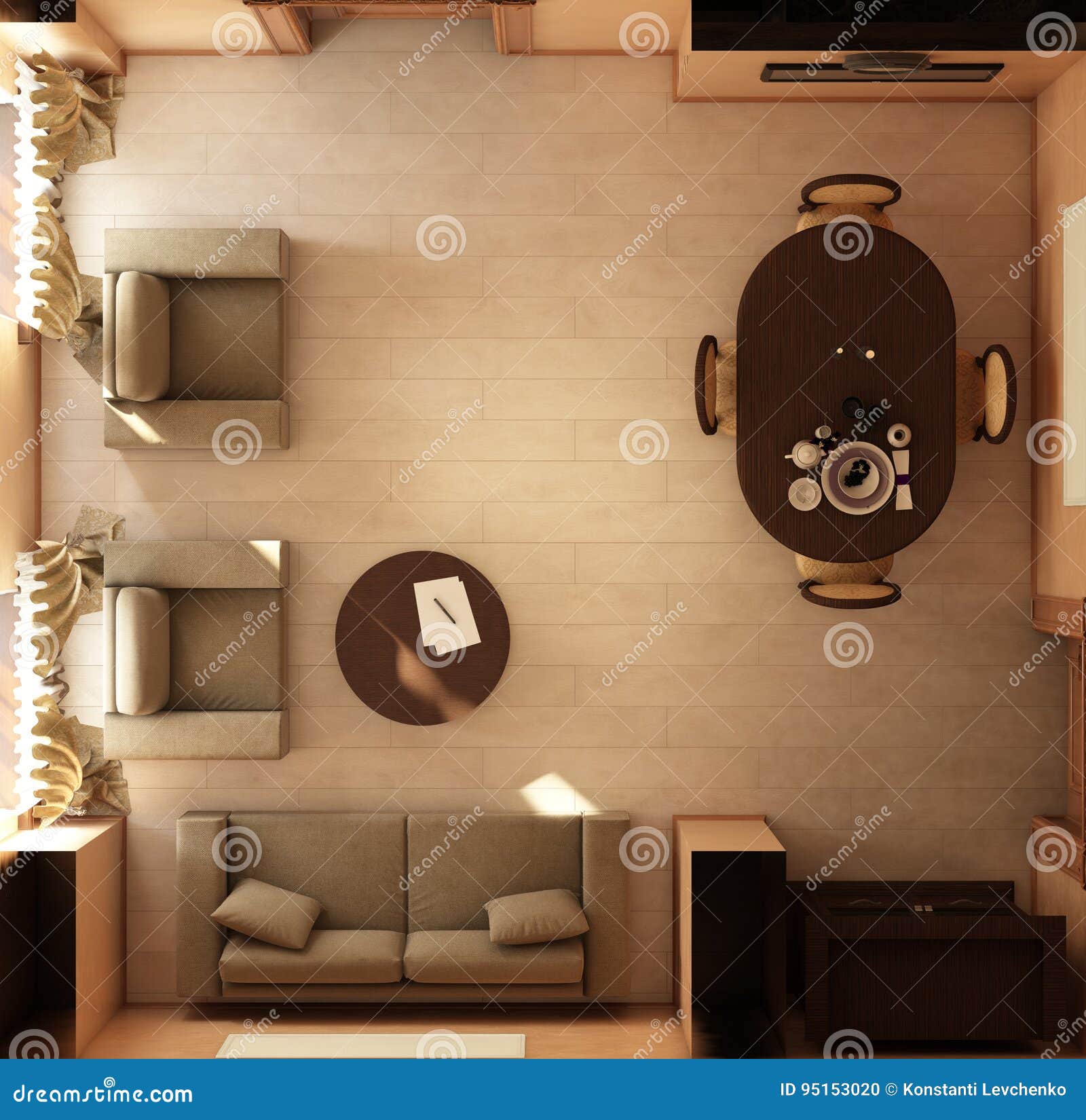 Render of the Recreation Room Stock Illustration - Illustration of ...