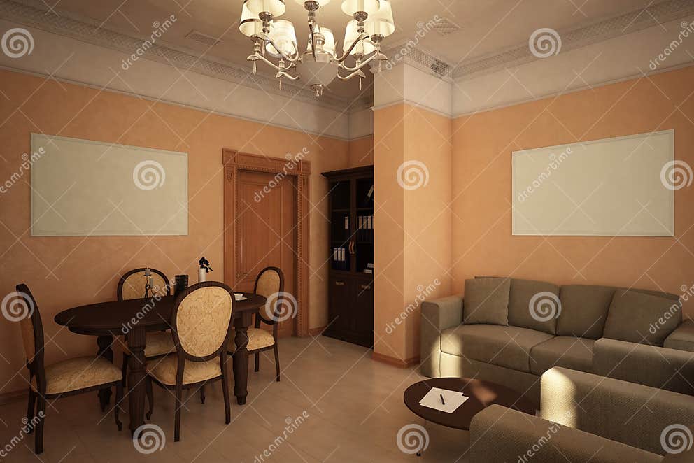 Render of the Recreation Room Stock Illustration - Illustration of ...