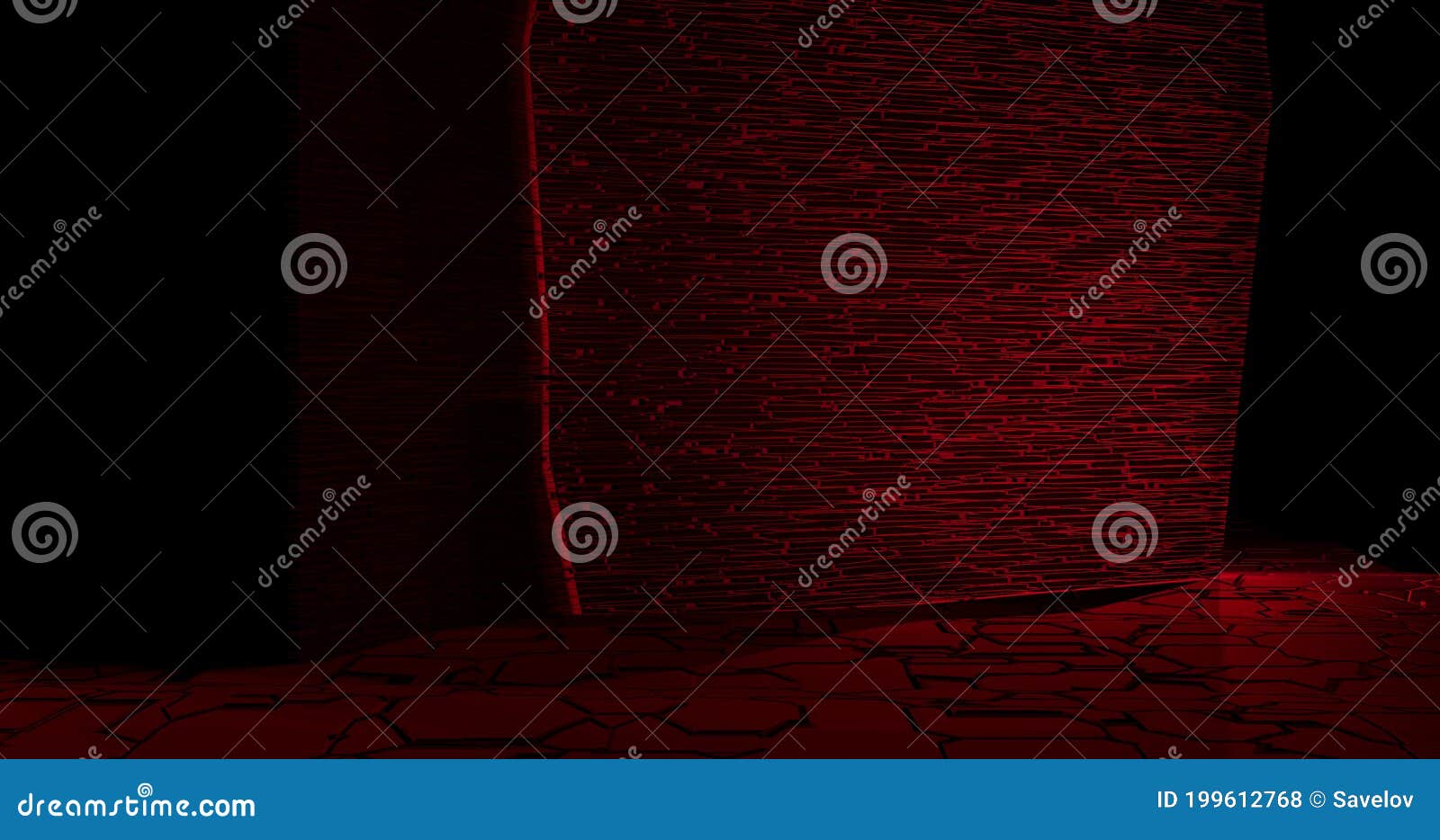 Render with Red Scary Cyber Structure in the Dark Stock Illustration ...