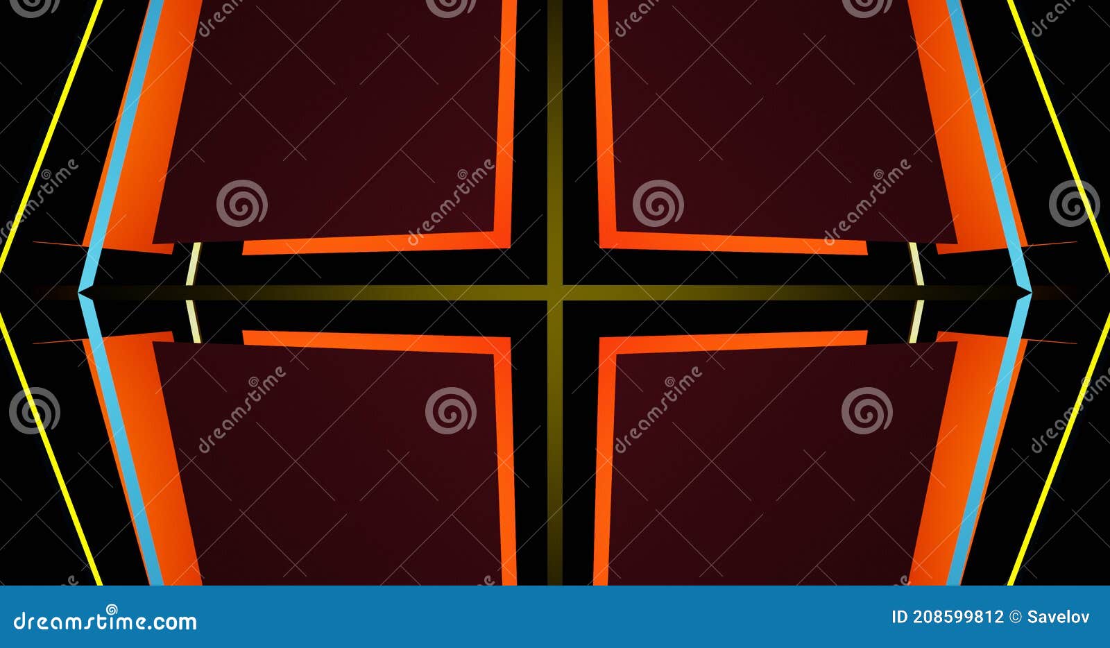 Render with Simple Geometry in Red, Yellow and Orange on a Black ...