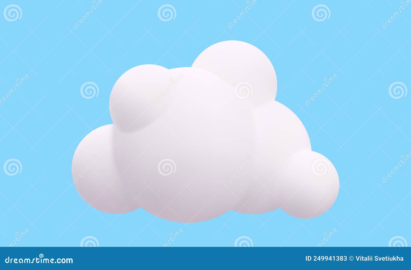 3d Render Soft Round Cartoon Fluffy Cloud Isolated on a Blue Background ...