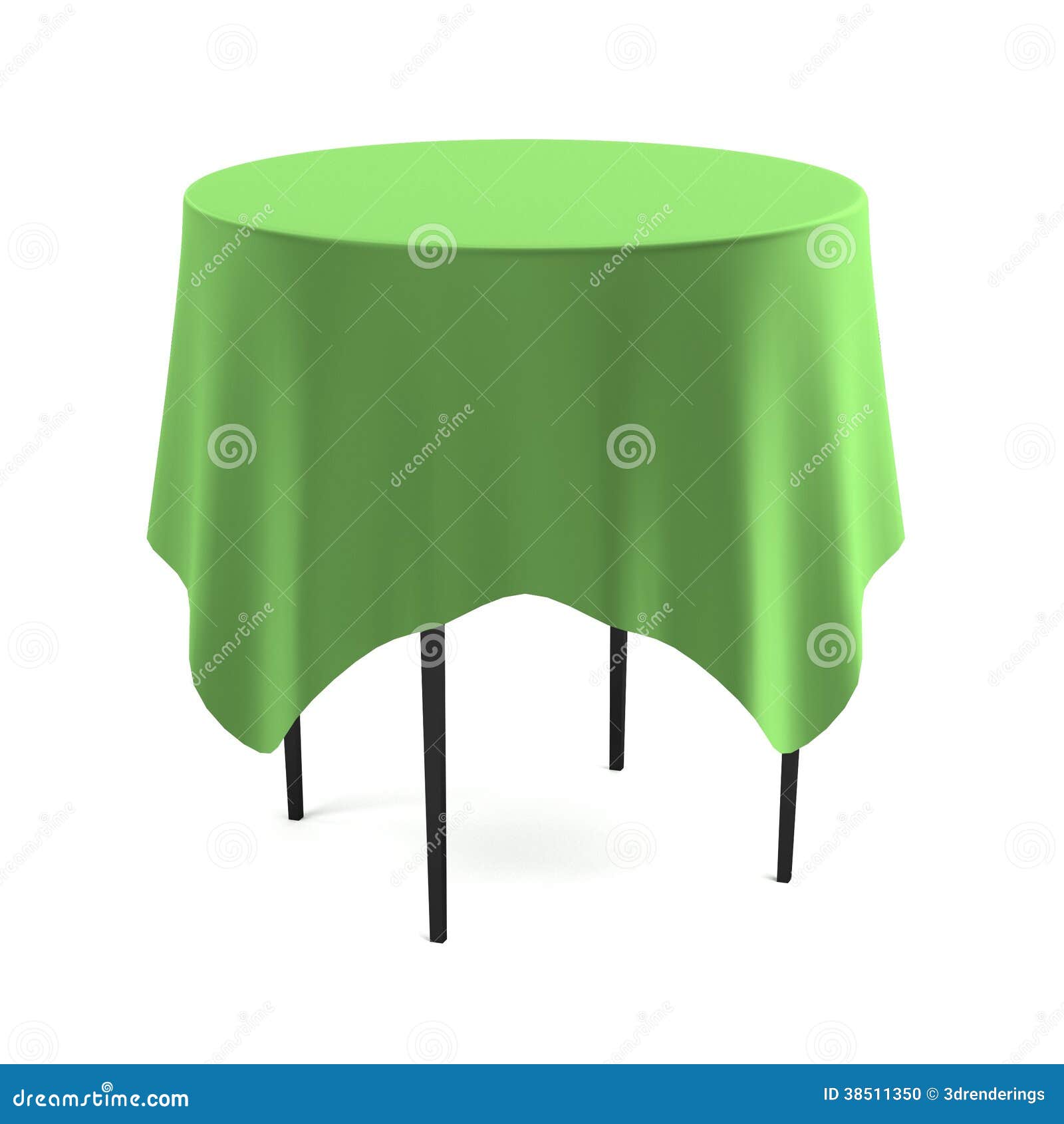 Render of Table with Tablecloth Stock Illustration - Illustration of ...