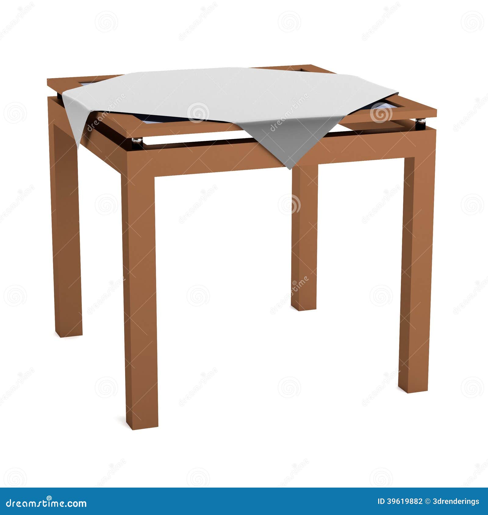 Render of Table with Tablecloth Stock Illustration - Illustration of ...