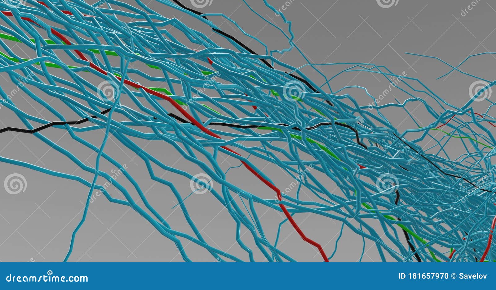 Render with Tangled Wires of Different Colors Stock Illustration ...