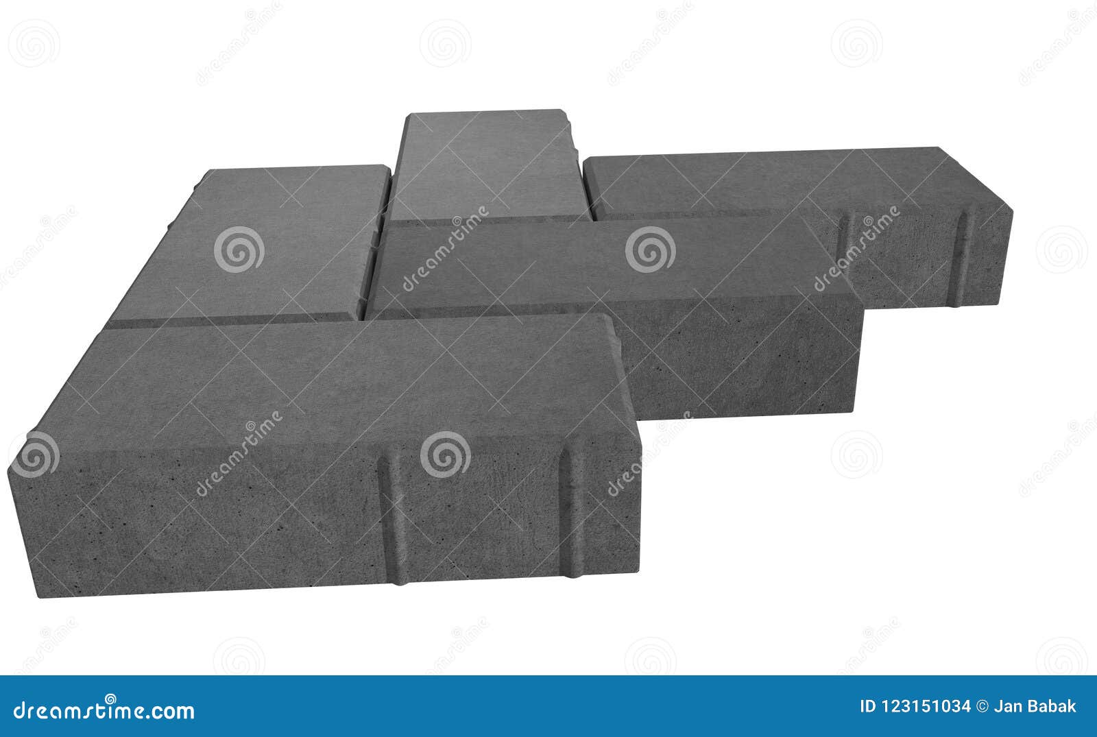 Render of Three Black Lock Paving Bricks. Isolated on White Background ...