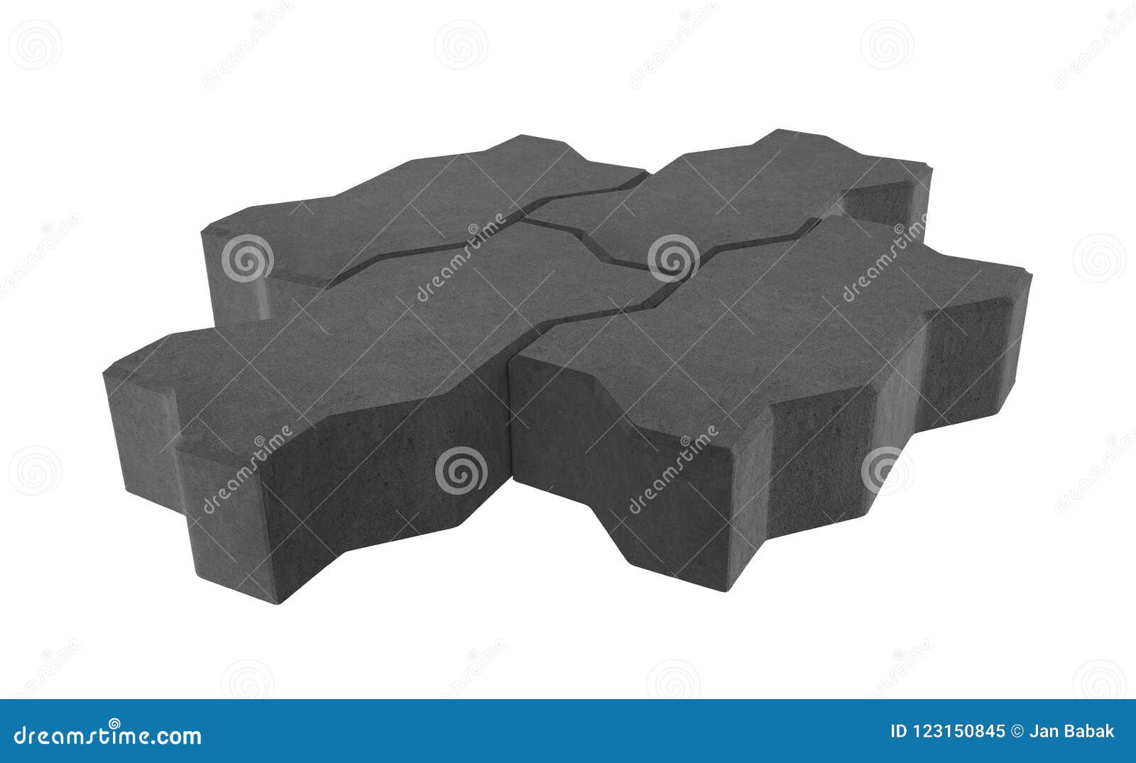 Render Of Three Grey Lock Paving Bricks. Isolated On White Background ...
