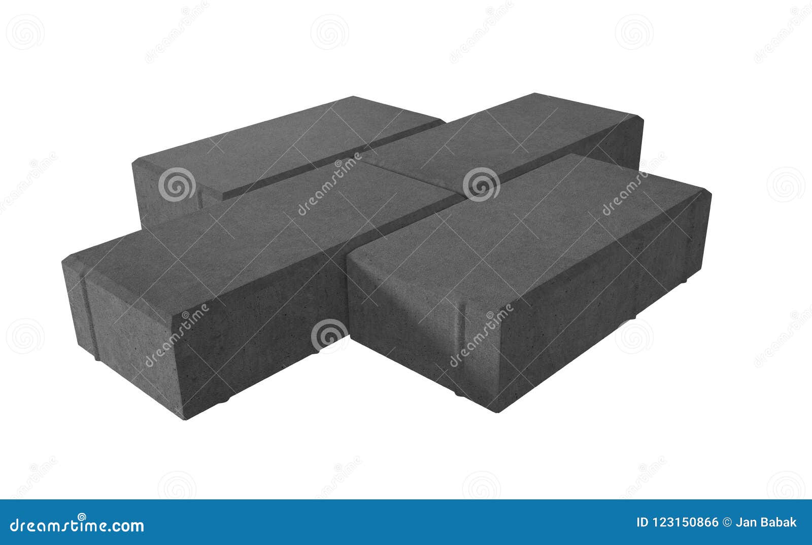 Render of Three Black Lock Paving Bricks. Isolated on White Background ...