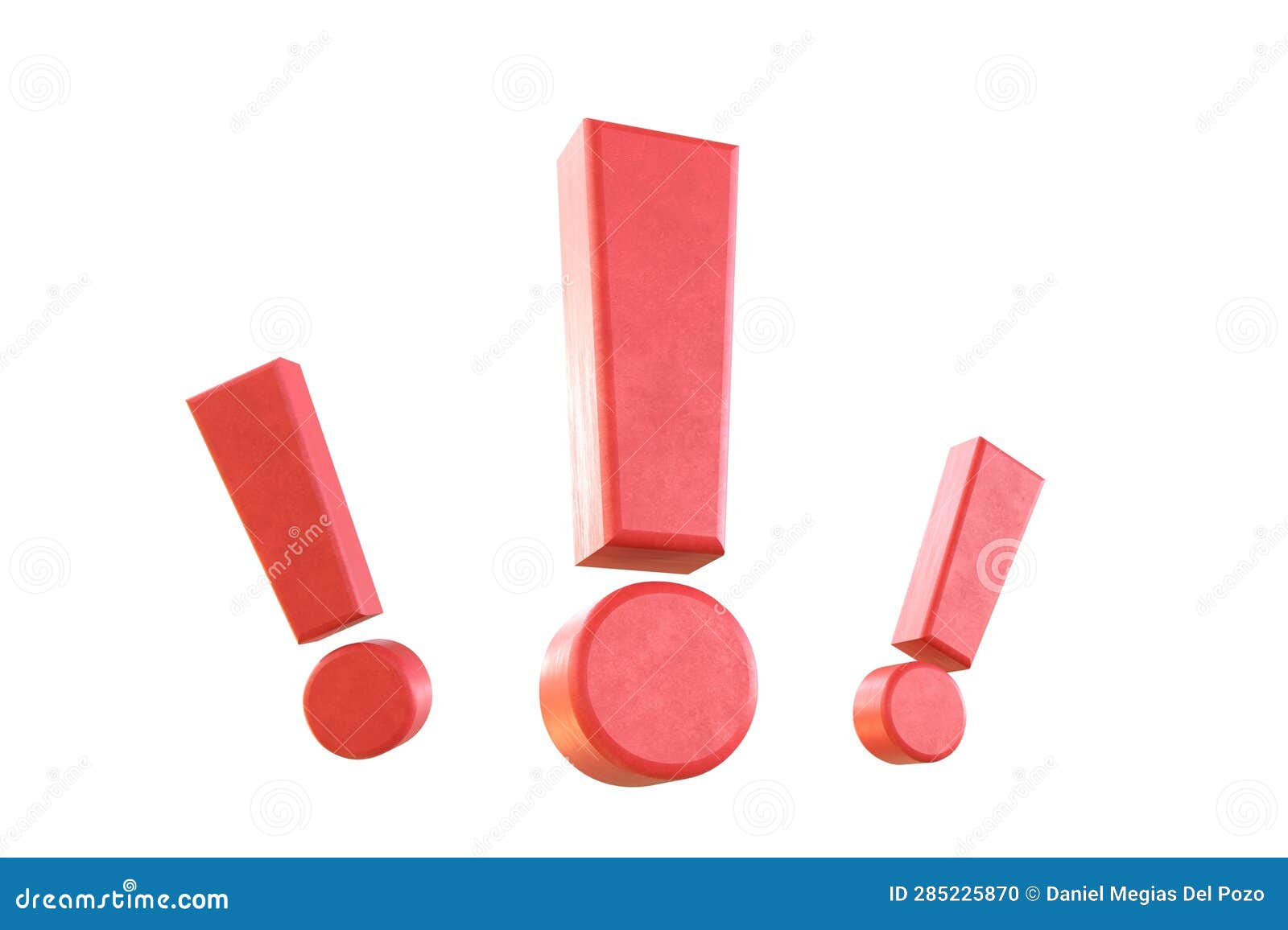 Red 3D Exclamation Marks Levitating on Isolated Background Stock ...