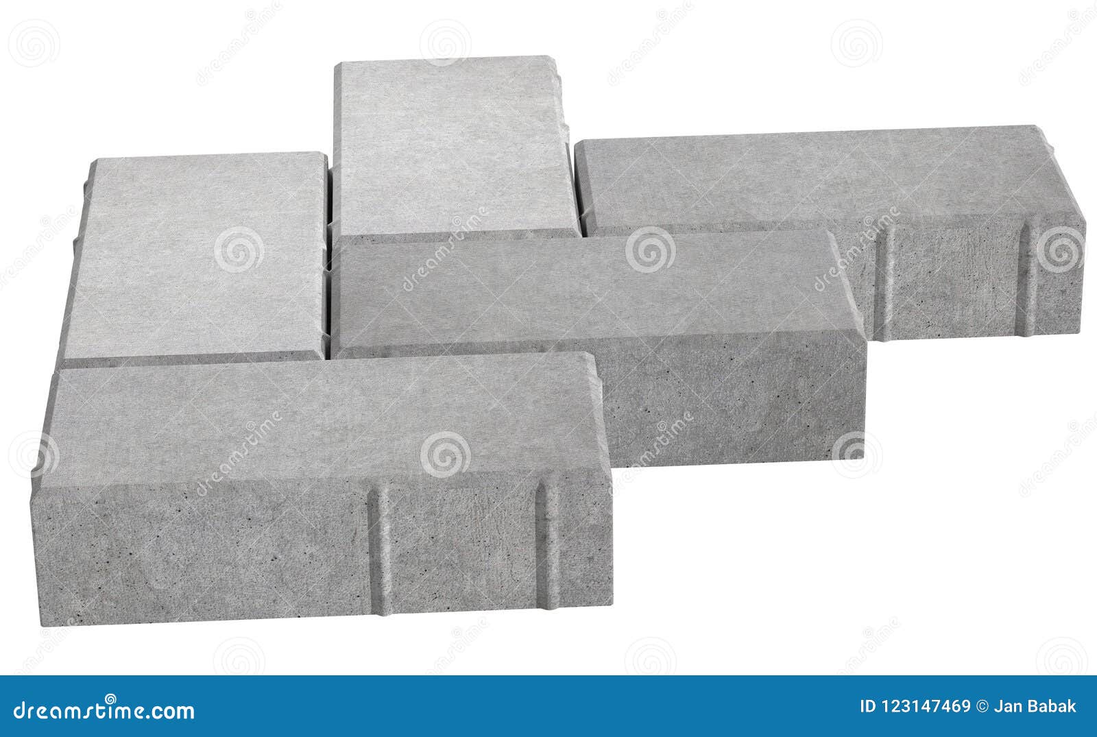 Render Of Three Black Lock Paving Bricks. Isolated On White Background ...