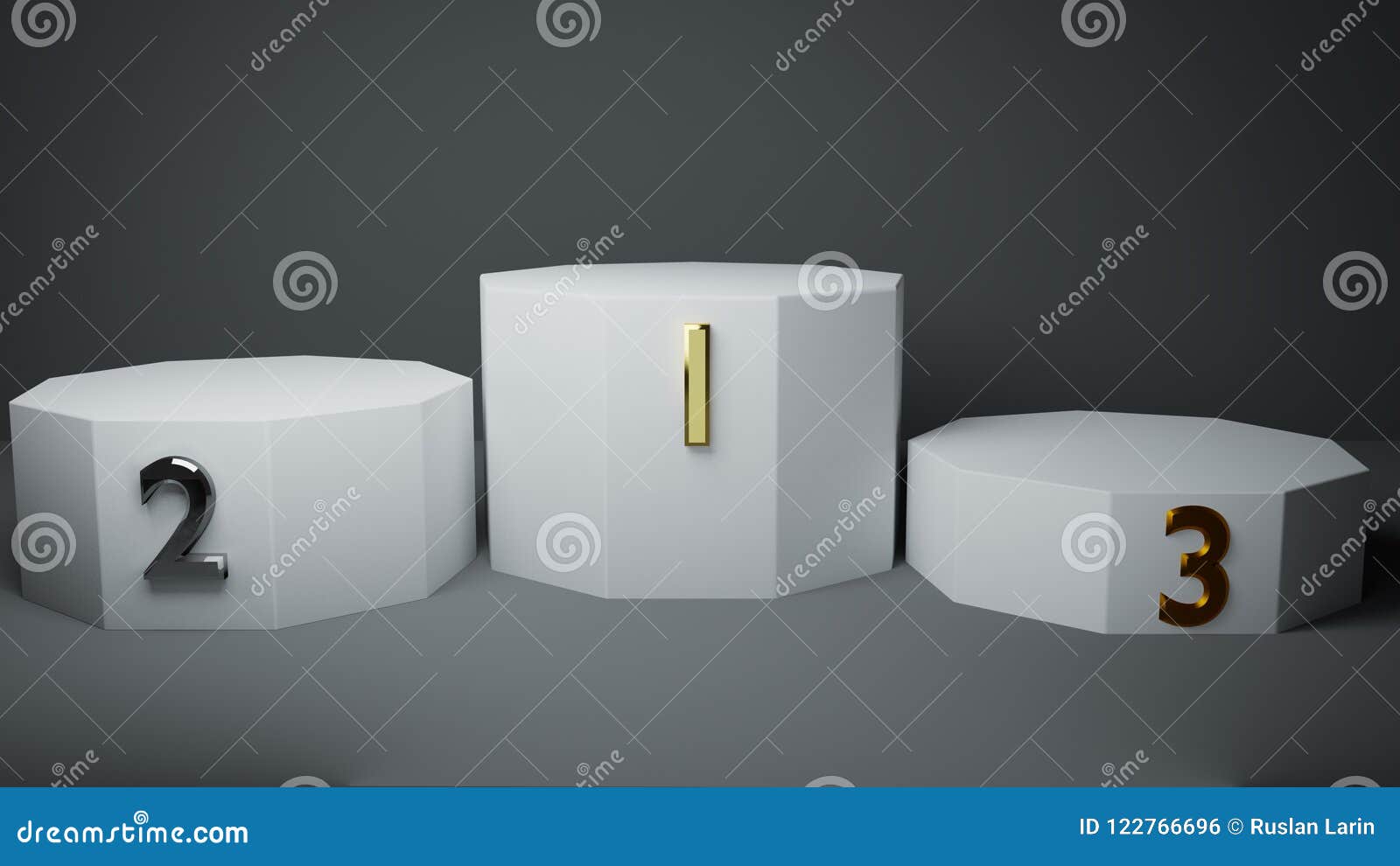 Three Pedestals for Three Winners. White Platforms with Numbers in a ...