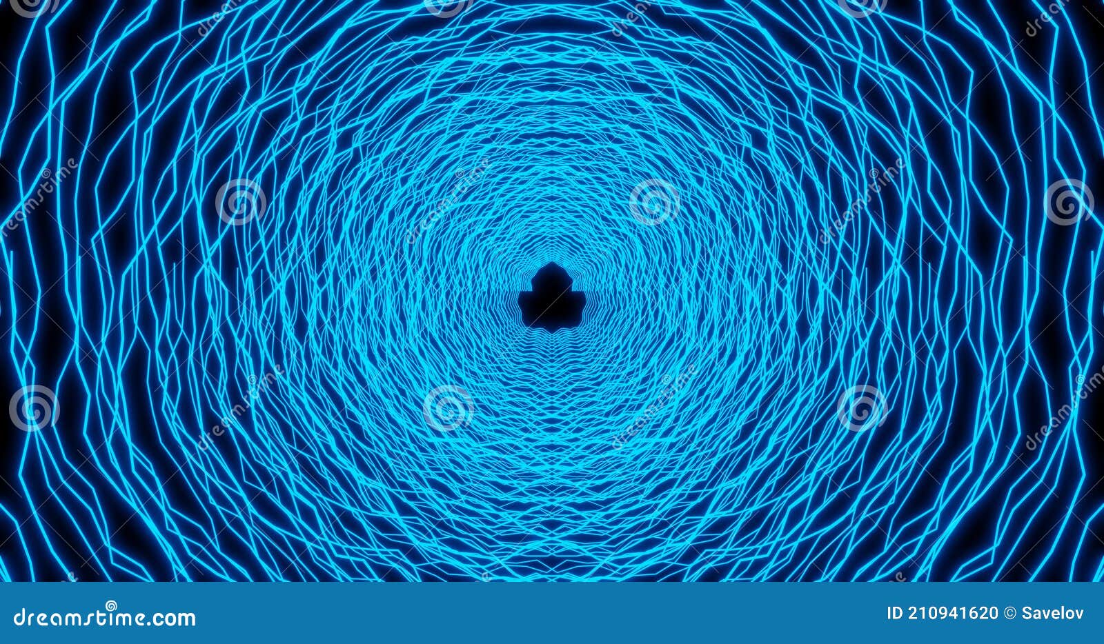 Render with a Tunnel of Blue Wavy Lines Stock Illustration ...