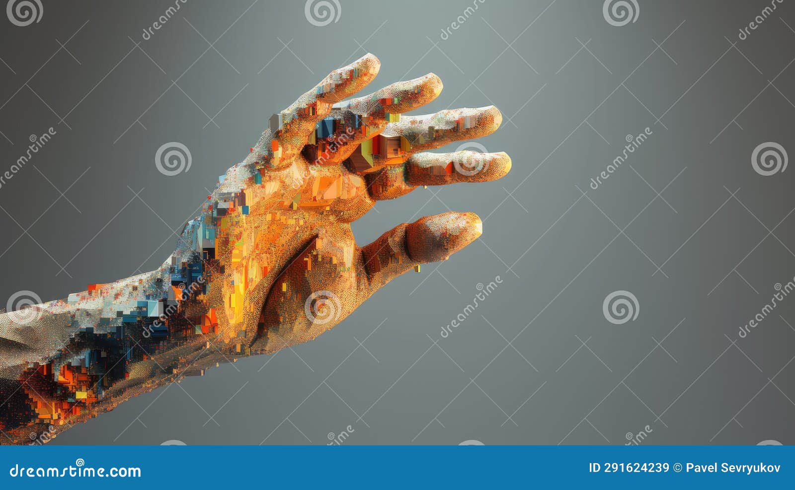 Render voxel human hand stock illustration. Illustration of connection ...