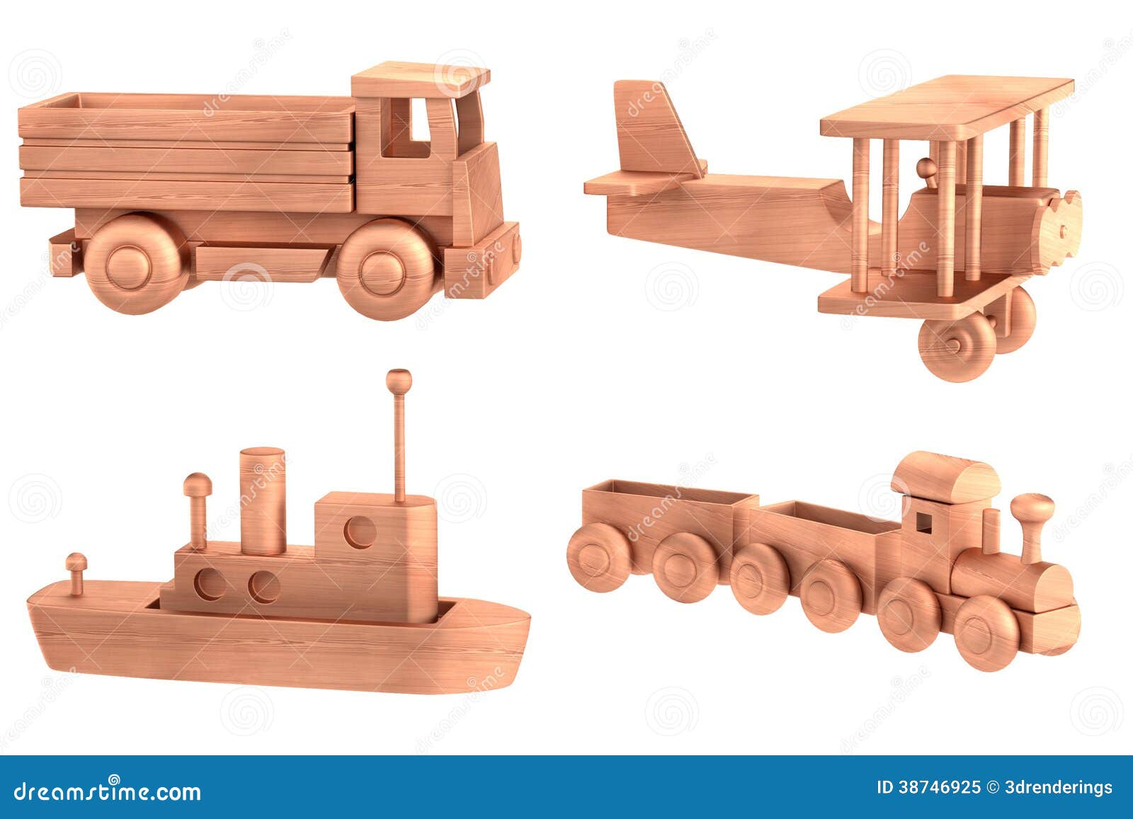Render of wooden toys stock illustration. Illustration of render - 38746925