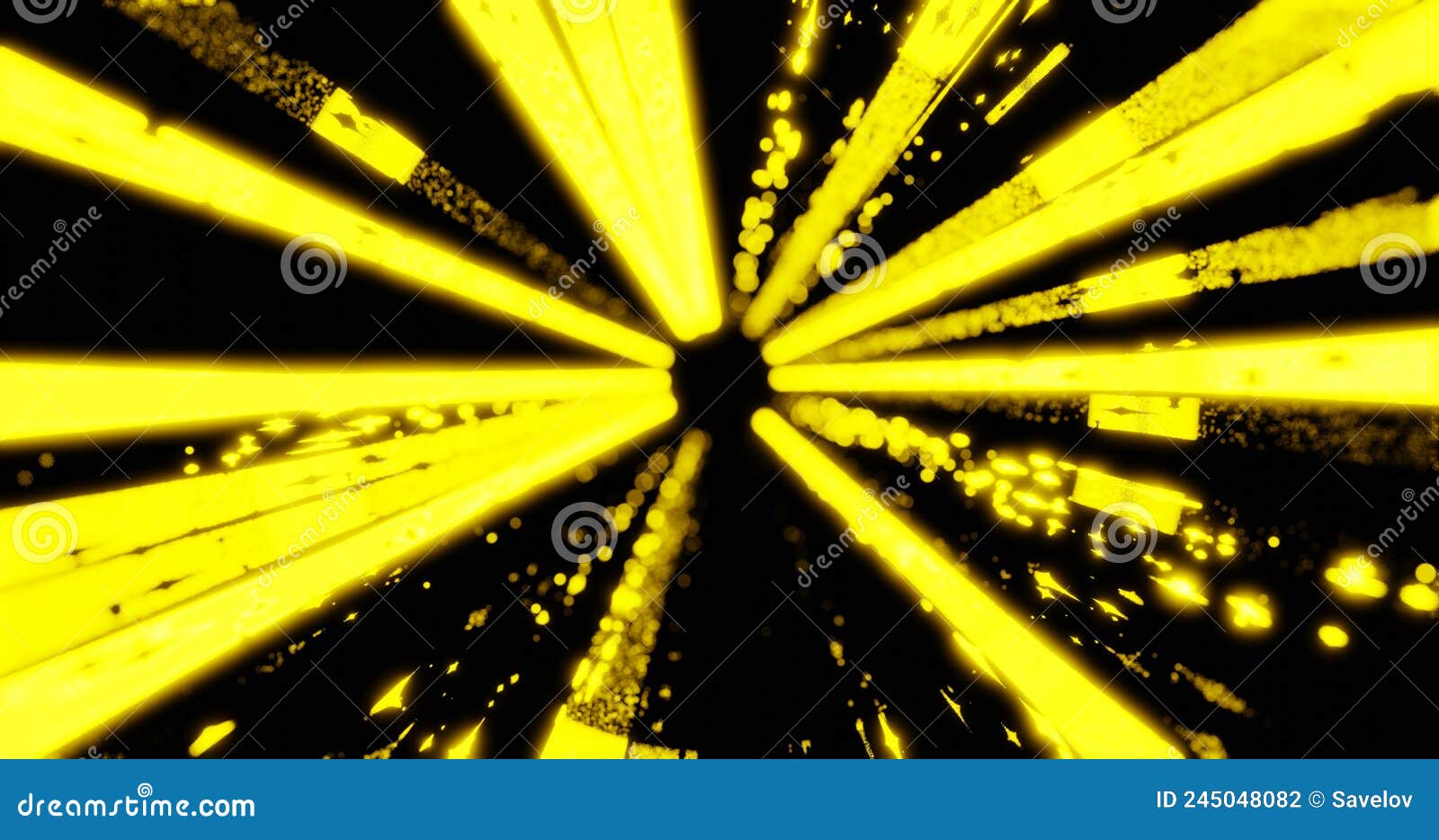 Render with Yellow Beams with Bokeh Stock Illustration - Illustration ...