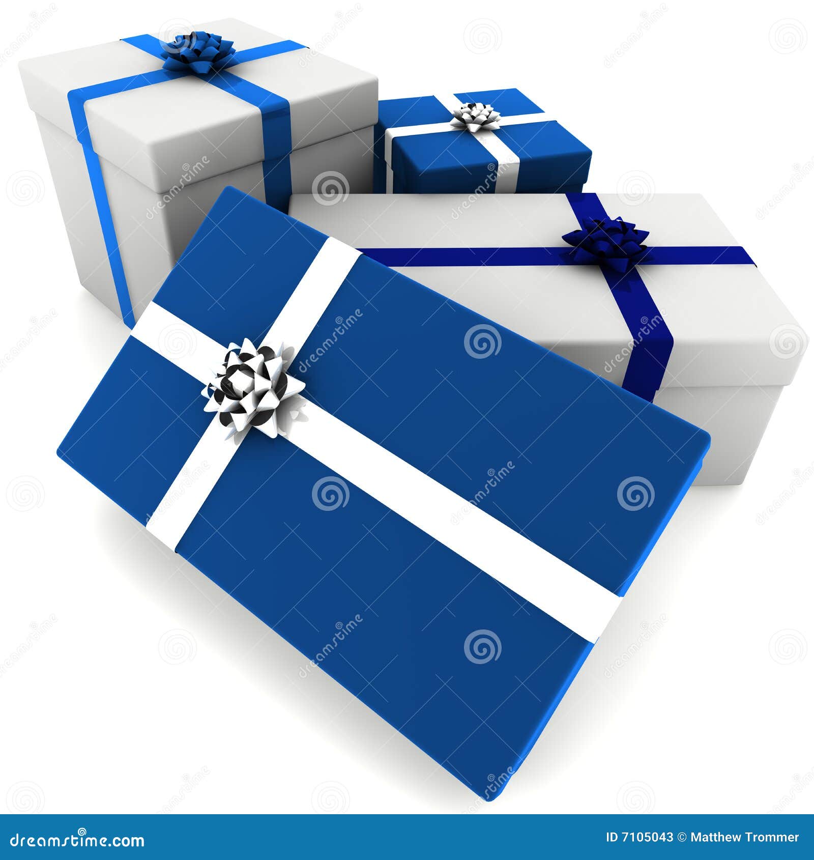 Rendered Blue and White Presents Stock Illustration - Illustration of ...