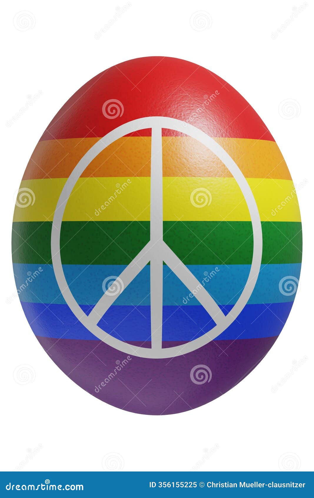 Rendered Easter Egg with a Rainbow Peace Sign Stock Illustration ...