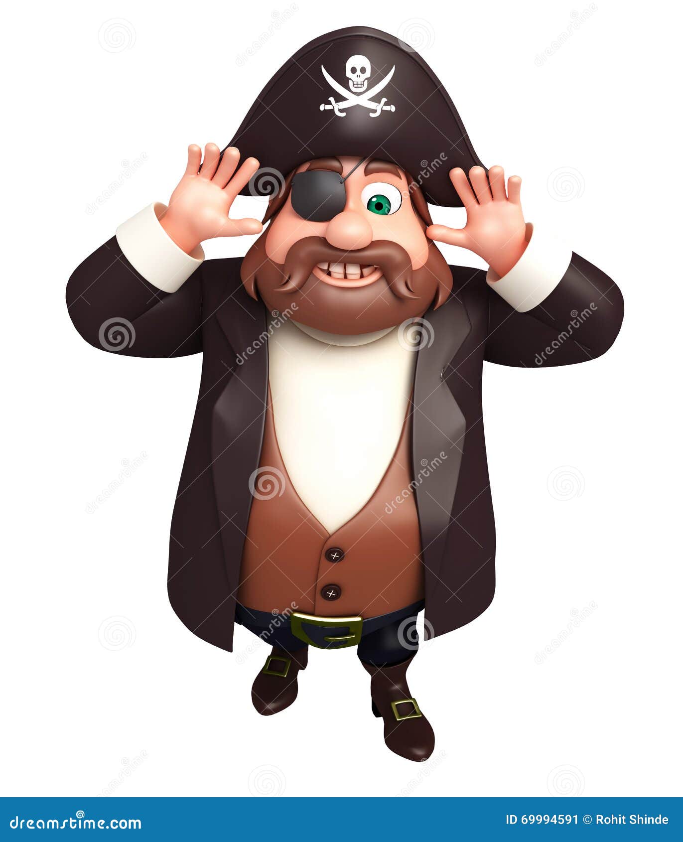 Rendered Illustration of Pirate Funny Pose Stock Illustration ...