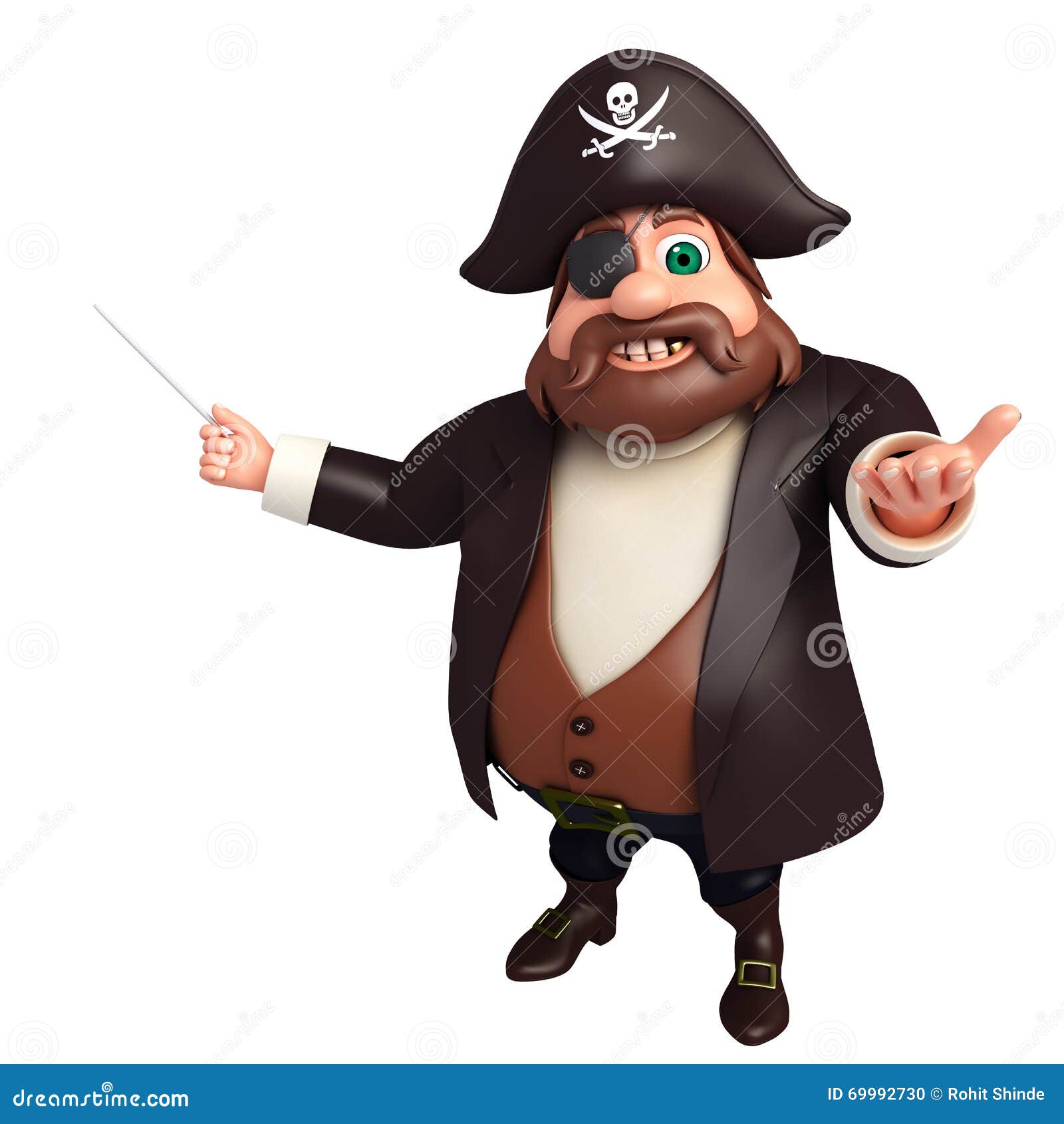 Rendered Illustration of Pirate Pointing Pose Stock Illustration ...
