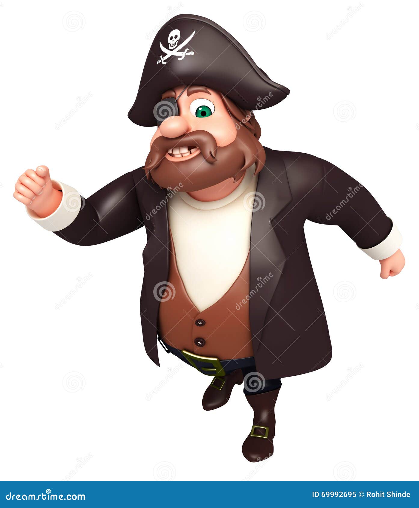 Rendered Illustration of Pirate Running Pose Stock Illustration ...