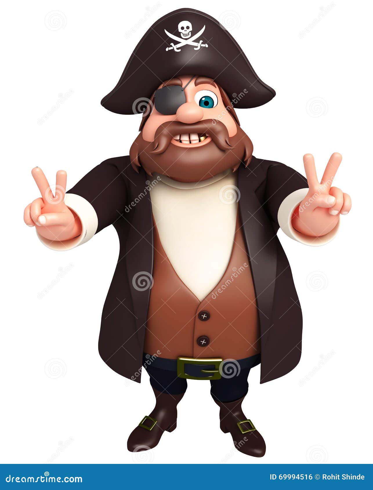 Rendered Illustration of Pirate Victory Pose Stock Illustration ...