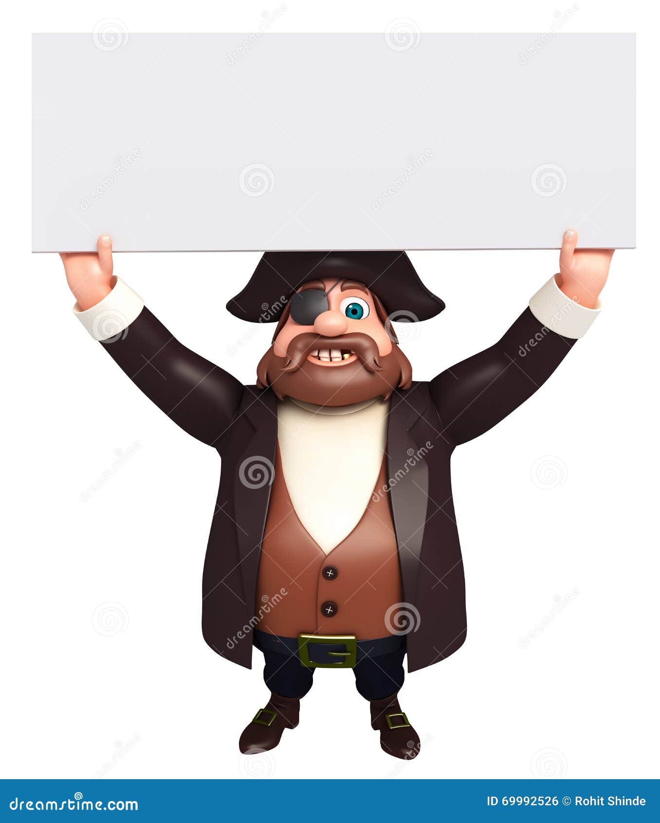 Rendered Illustration of Pirate with White Board Stock Illustration ...