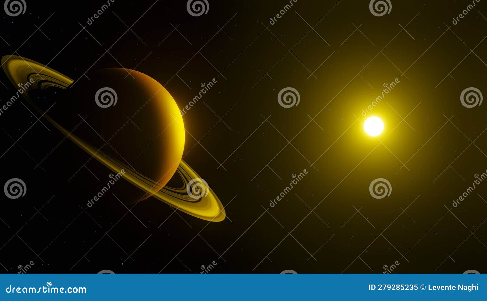 Rendered Illustration of a Planet with Rings Orbiting Stock ...