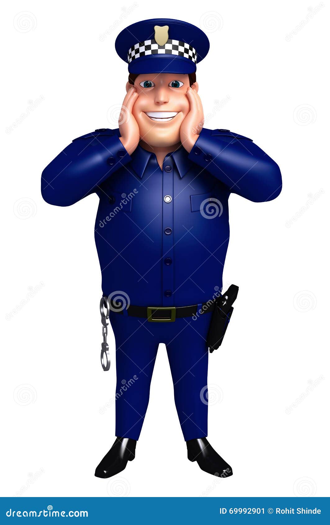Rendered Illustration Of Police Funny Pose | CartoonDealer.com #69992901