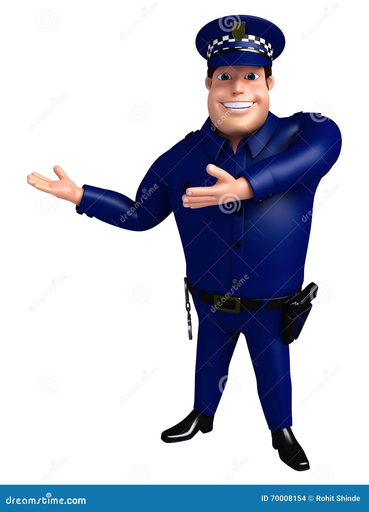 Rendered Illustration of Police Pointing Pose Stock Illustration ...