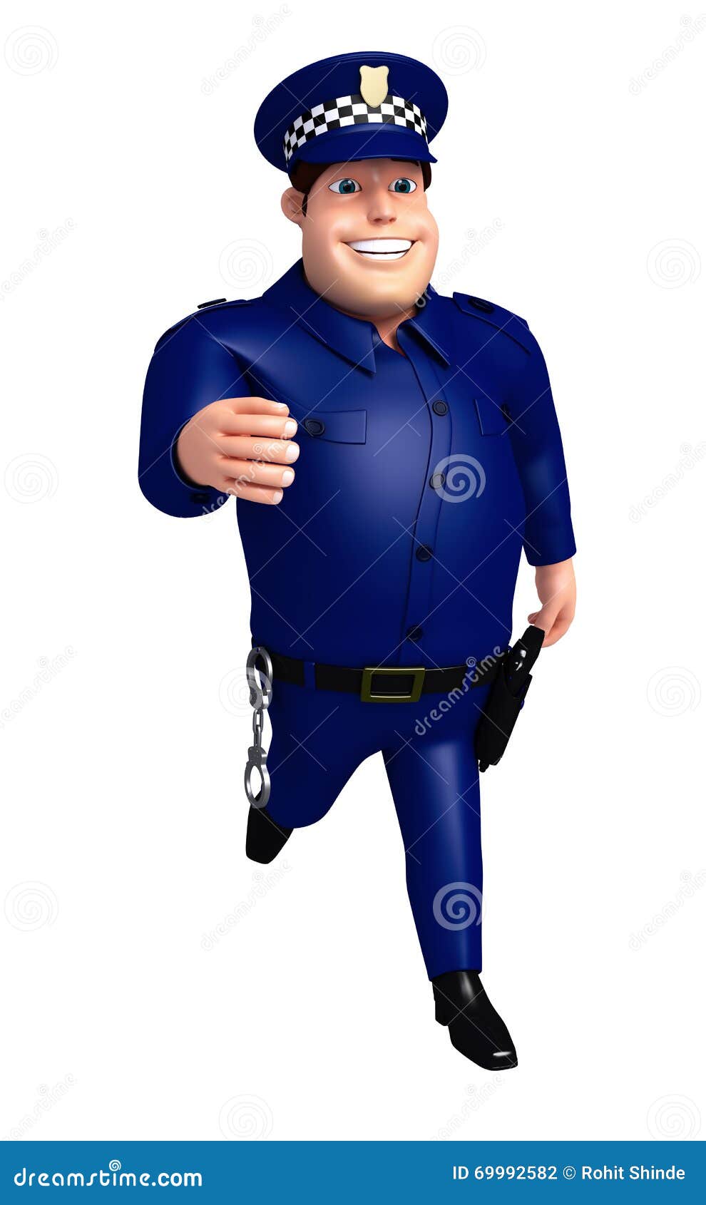 Rendered Illustration Of Police Running Pose Royalty-Free Cartoon ...