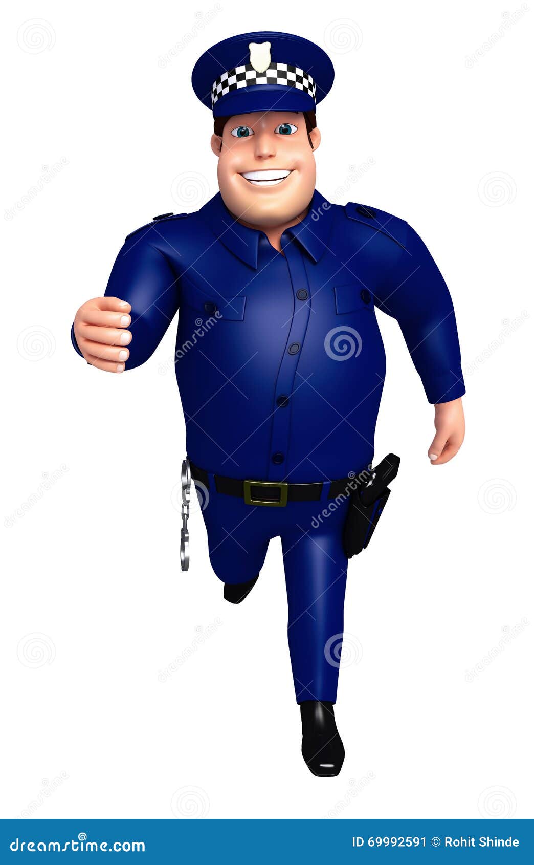 Rendered Illustration of Police Running Pose Stock Illustration ...