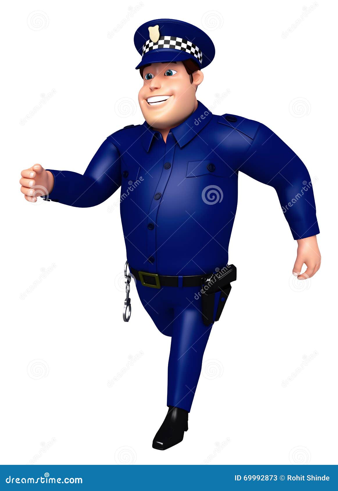 Rendered Illustration of Police Running Pose Stock Illustration ...