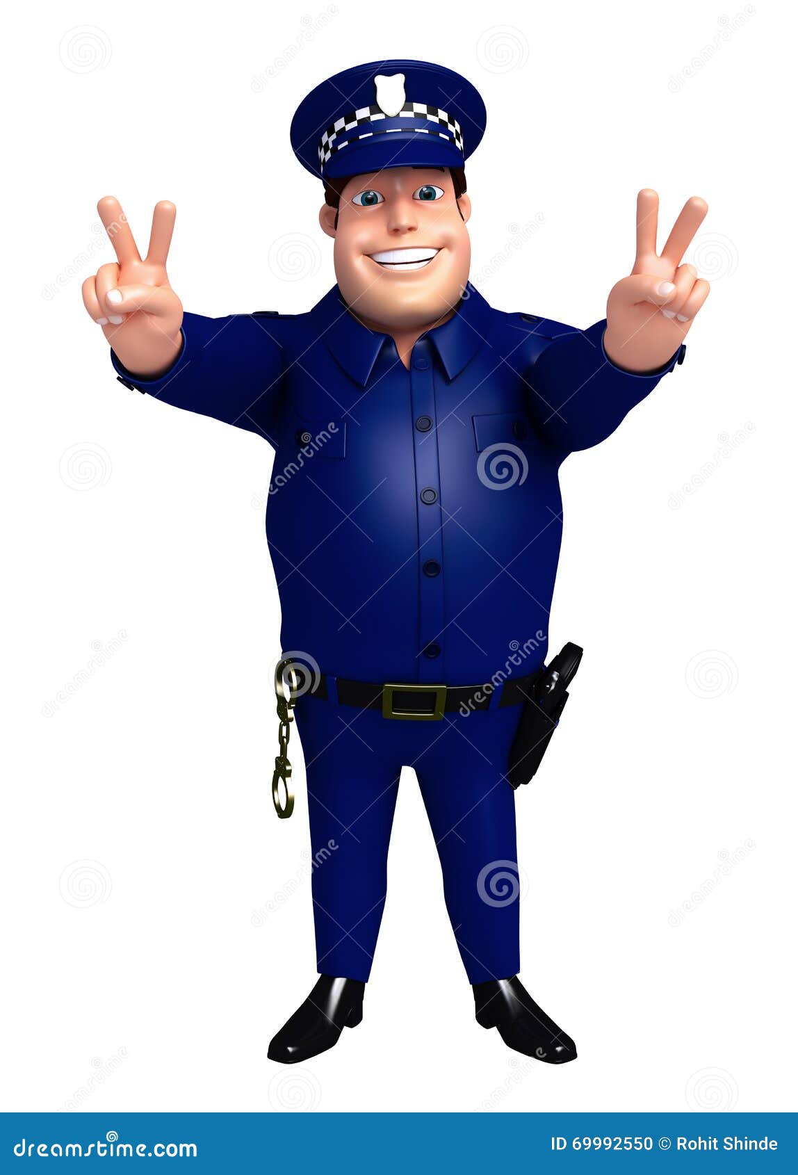 Rendered Illustration of Police Victory Pose Stock Illustration ...