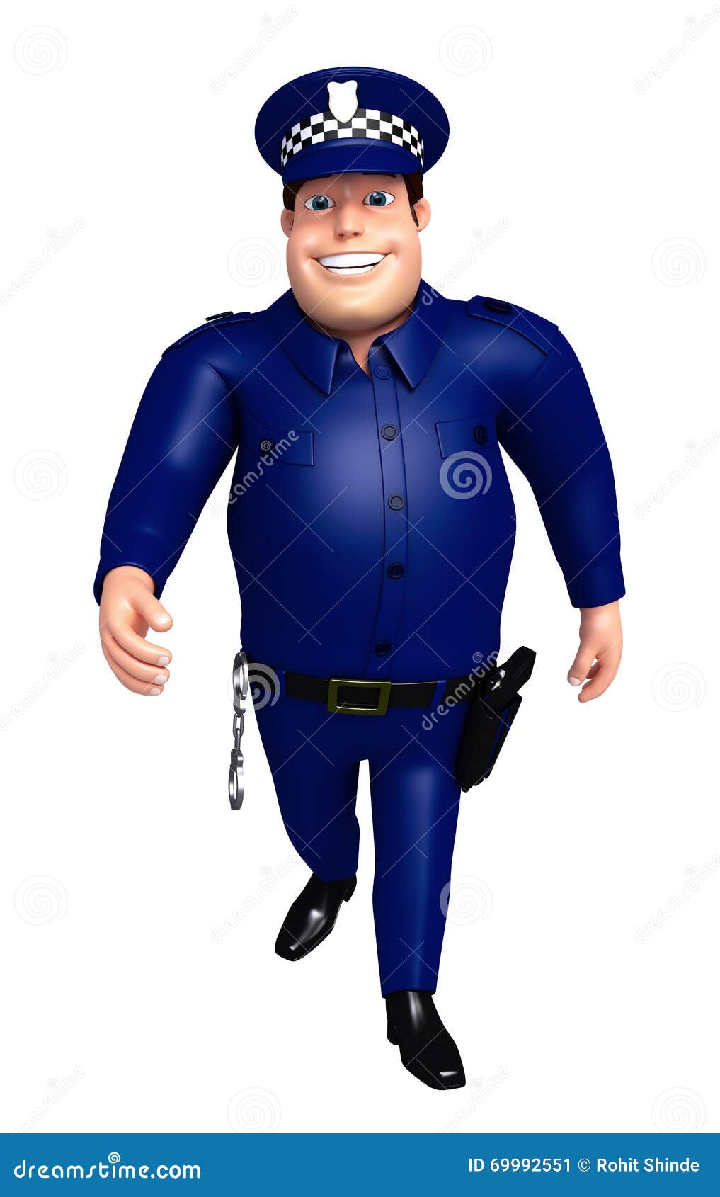 Rendered Illustration of Police Walking Pose Stock Illustration ...