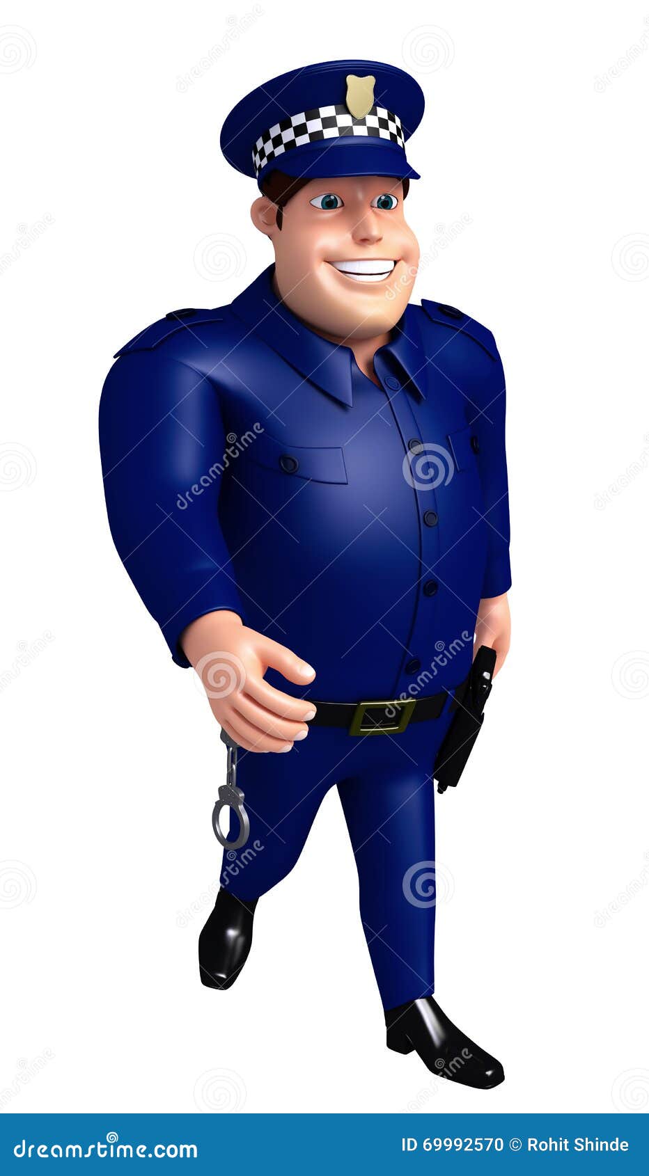 Rendered Illustration of Police Walking Pose Stock Illustration ...