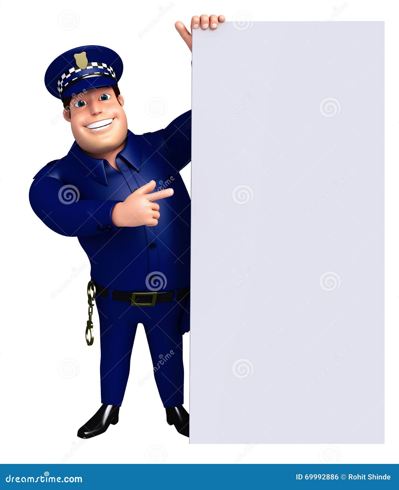 Rendered Illustration of Police with White Board Stock Illustration ...